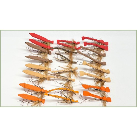 Multi Pack coloured daddy long legs trout fishing flies from Troutflies UK
