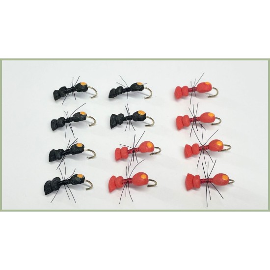 Foam Ant - Black dry fishing flies, fly fishing- Troutflies Uk