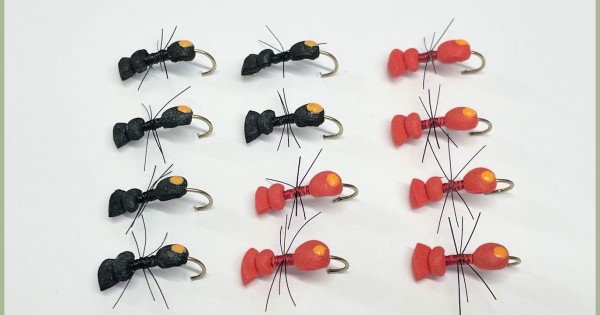 Foam Ant - Black dry fishing flies, fly fishing- Troutflies Uk