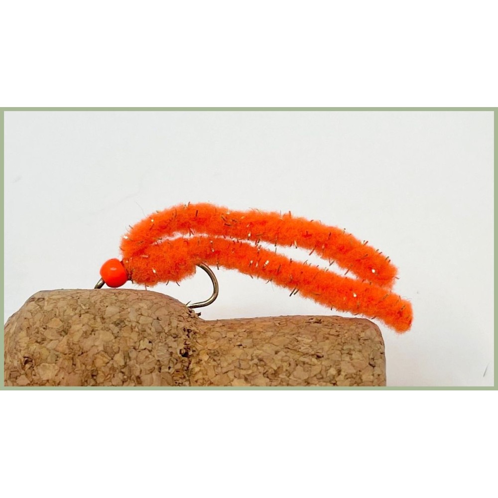 Hot Head Two Tail Mop Fly - Orange -Troutflies UK
