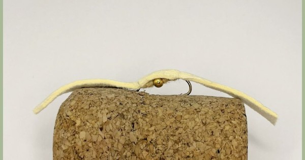 Gold Bead Chamois fishing fly, chamois worm fly - Troutflies UK