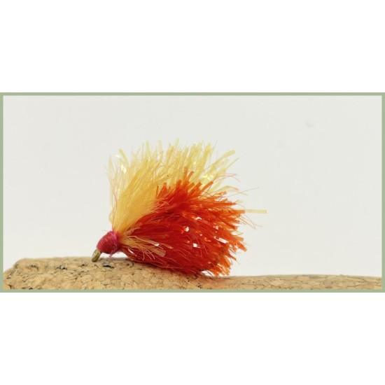 two tone blob trout flies, yellow red, still water fly - Troutflies UK