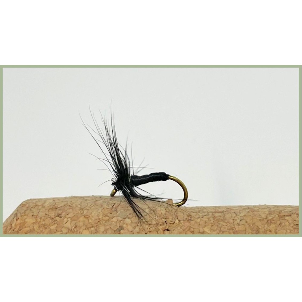 Barbless Knotted Midge & Barbless Black Spider dry trout fishing flies