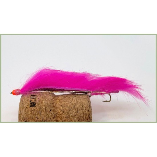 Hothead pink snake fly, zonker lure fly fishing - Troutflies UK