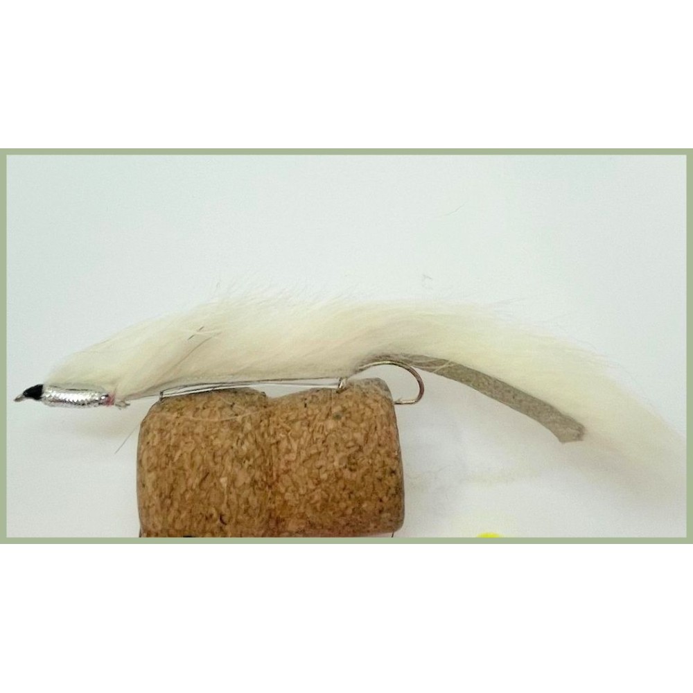 Barbless White snake fly, zonker lure fly fishing - Troutflies UK