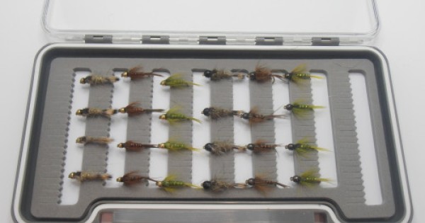 24 Barbless Weighted Nymph flies Boxed Set - Troutflies UK