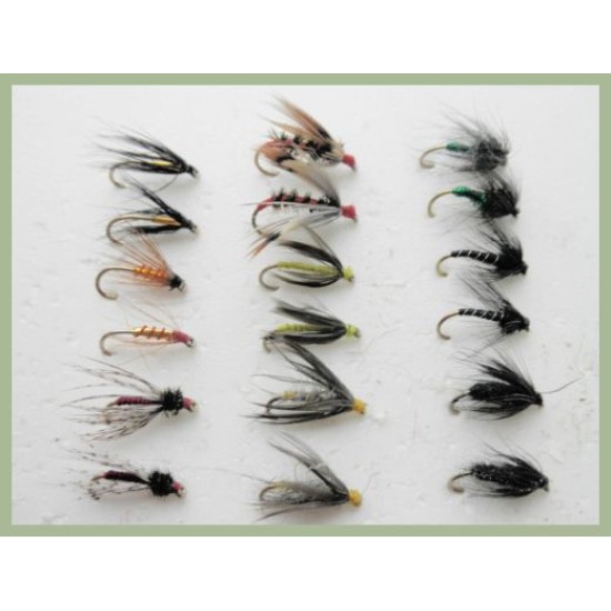 Pack of wet spider fishing flies,black spider trout fly- Troutflies UK