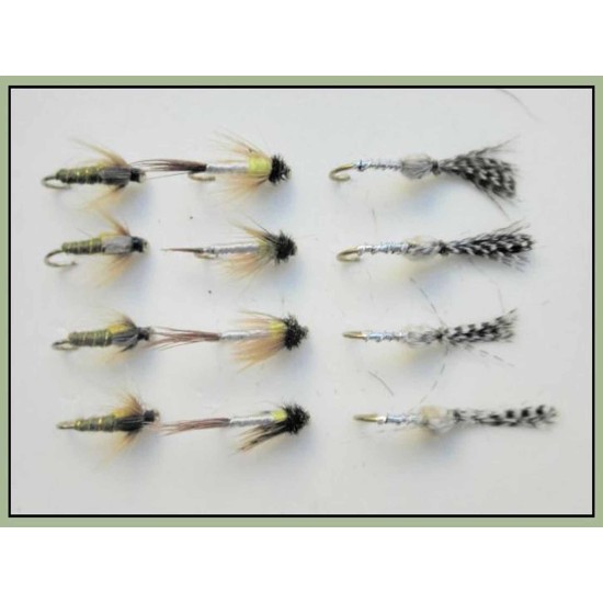 Mixed nymph Fishing flies, caenis,greenwell sedge - Troutflies UK