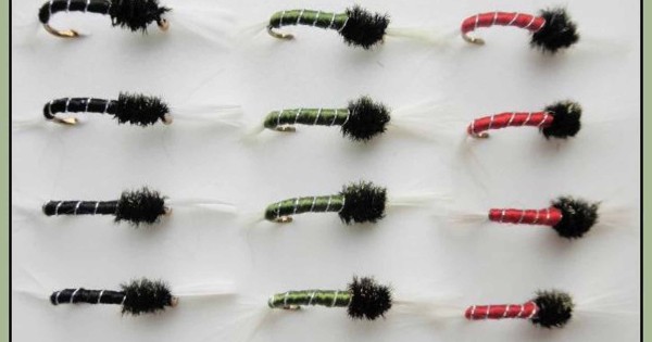 Buzzer trout flies black olive and red for fly fishing Troutflies UK