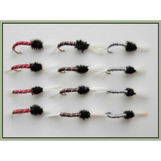 Buzzer trout flies red brown grey for fly fishing Troutflies UK